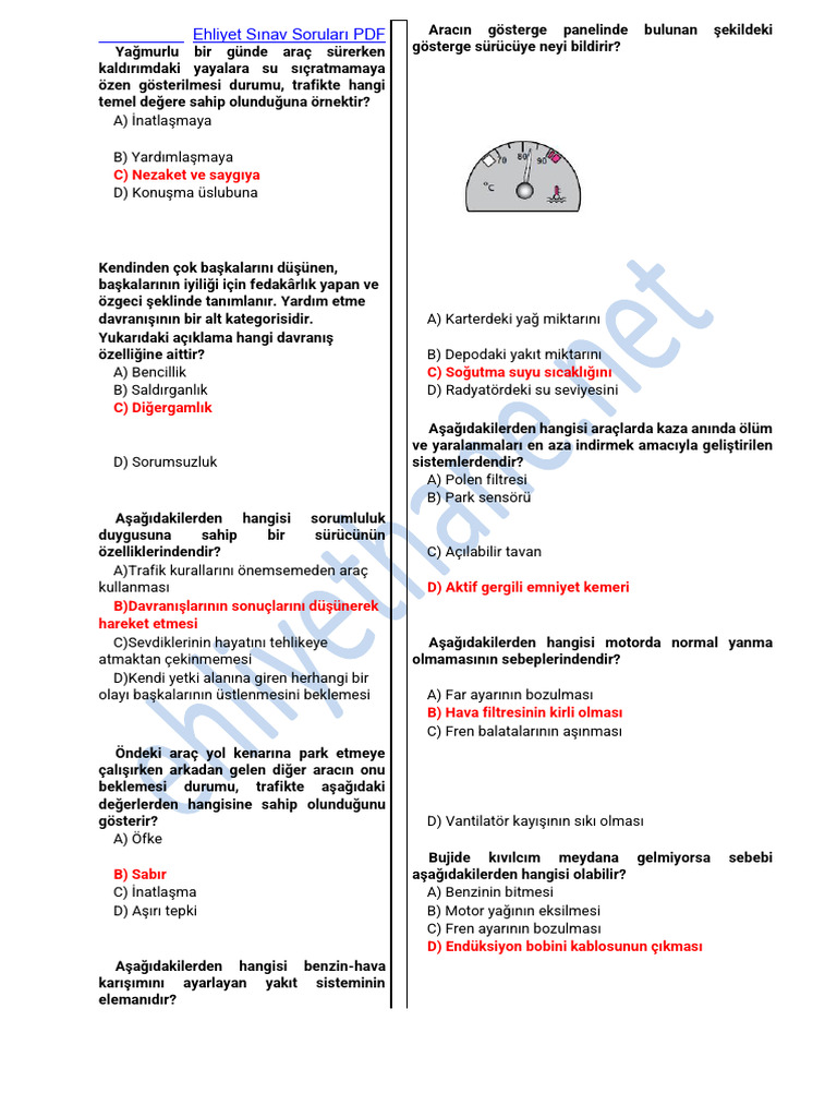 Ehliyet Sinav Sorulari PDF Indir 1 | PDF