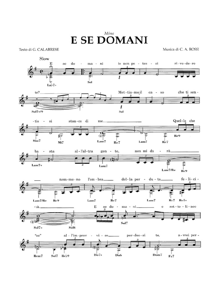 E Se Domani (Spartito) | PDF