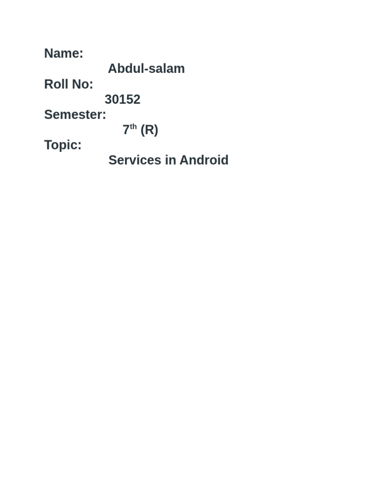 Services in Android With Example | PDF