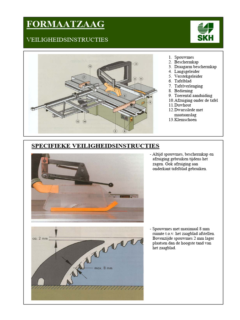 Veiligheidsinstructiekaart Formaatzaag HWi 13jul2016 | PDF