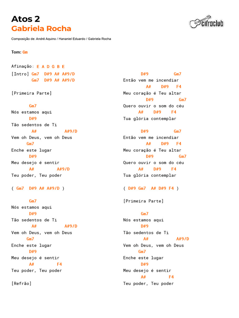 Cifra Club - Gabriela Rocha - Atos 2 | PDF