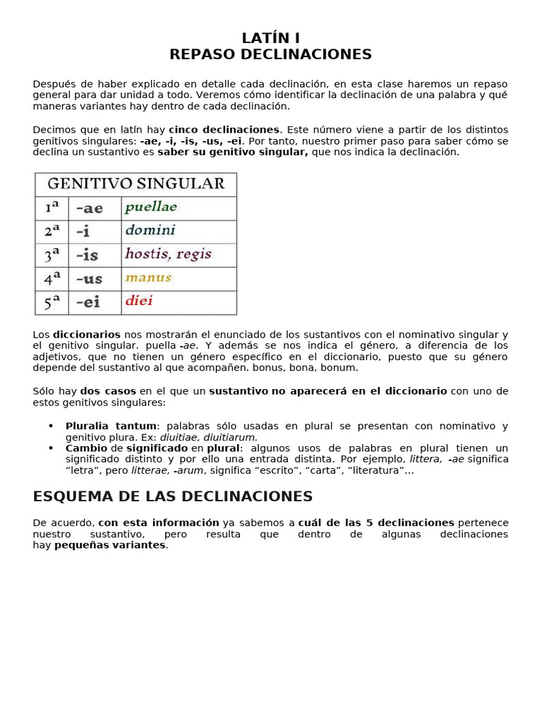 REPASO DECLINACIONES | PDF