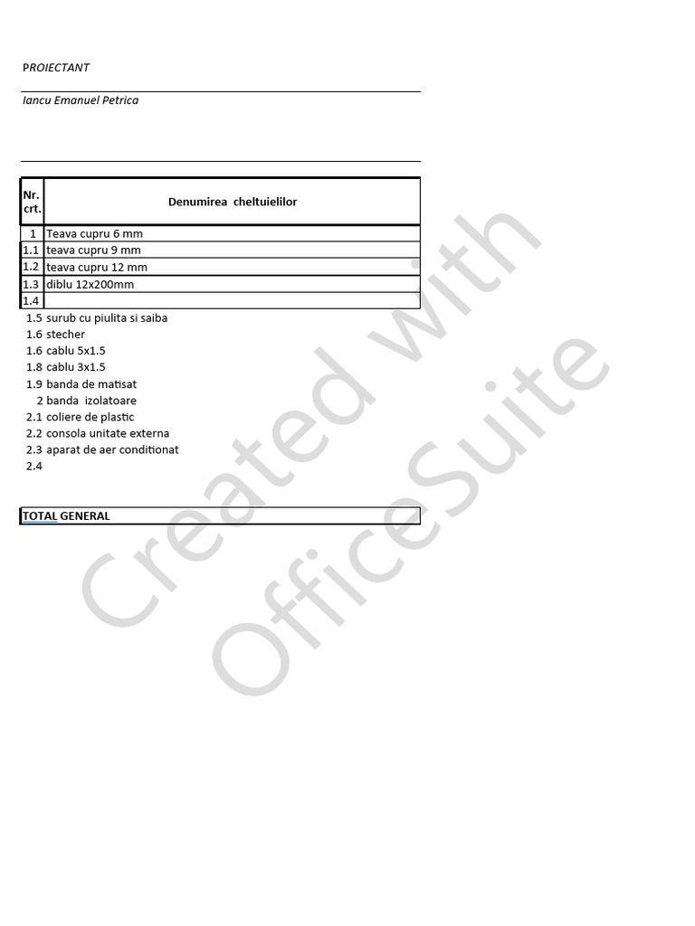 Deviz General Model Excel Conform HG 907 | PDF