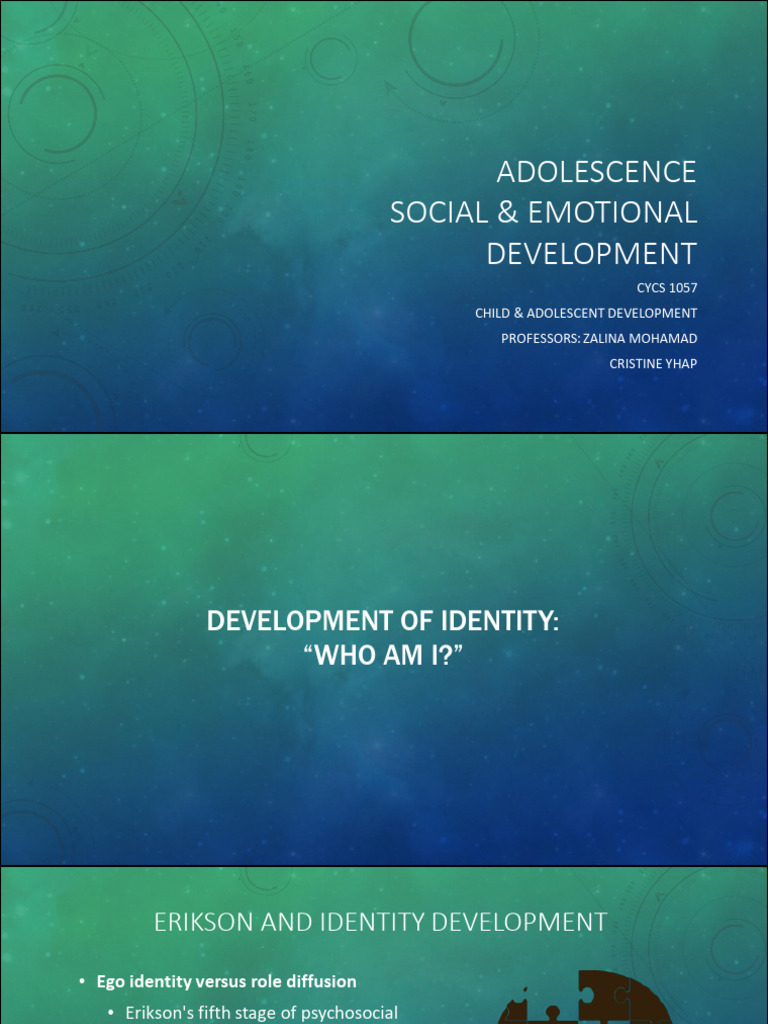 Week 13 - Adolescence - Social Emotional Development - SLIDE VIEW | PDF