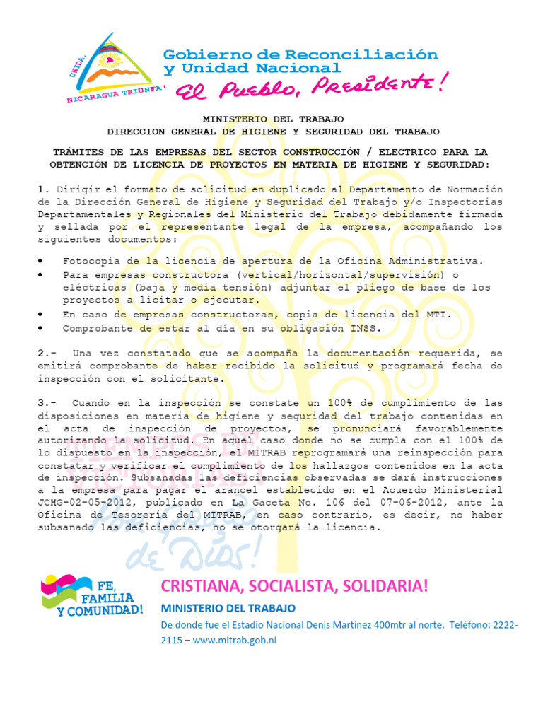 Tramites de Renovacion de Licencias en Higiene y Seguridad Del Trabajo ...