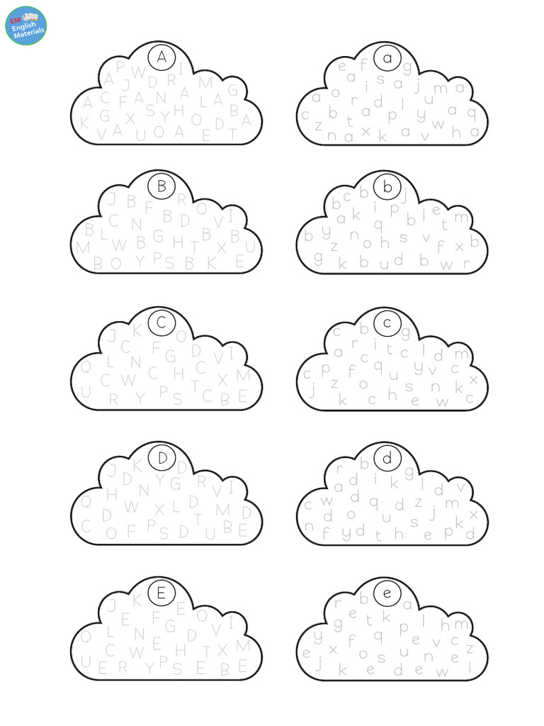 English Alphabet Clouds Englishmat | PDF