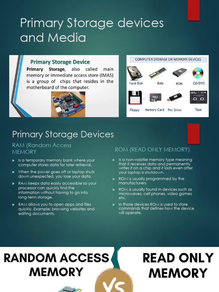Primary Storage devices and Media | PDF