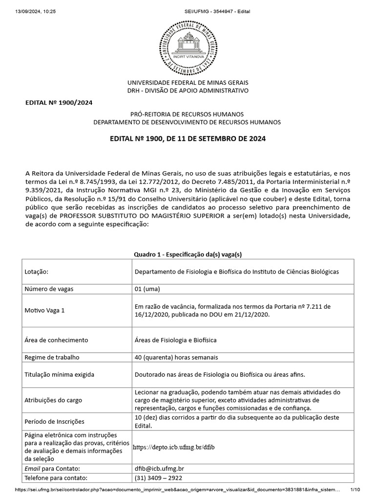 SEI - UFMG - 3544947 - Edital | PDF