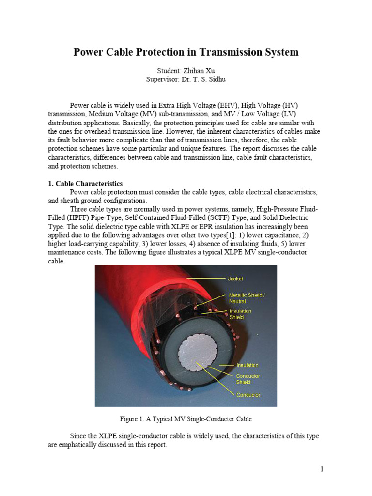 Power Cable Protection in Transmission System | PDF