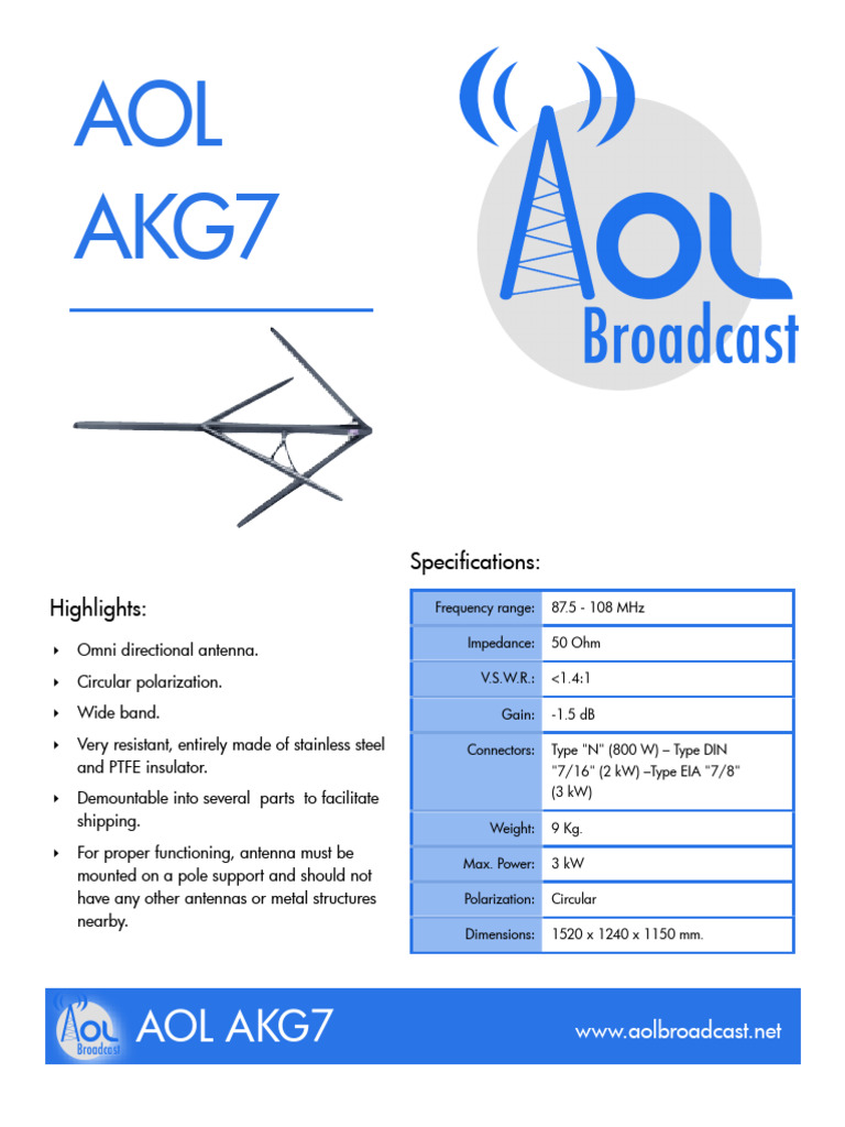 Antenas AOL AKG7 | PDF
