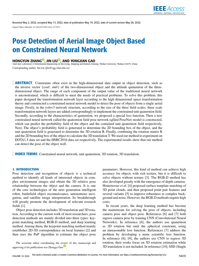 Pose Detection of Aerial Image Object Based On Con | PDF
