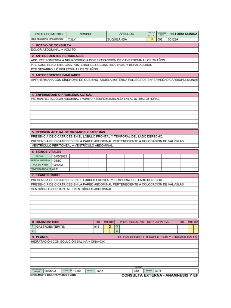Formularios HC Del MSP | PDF