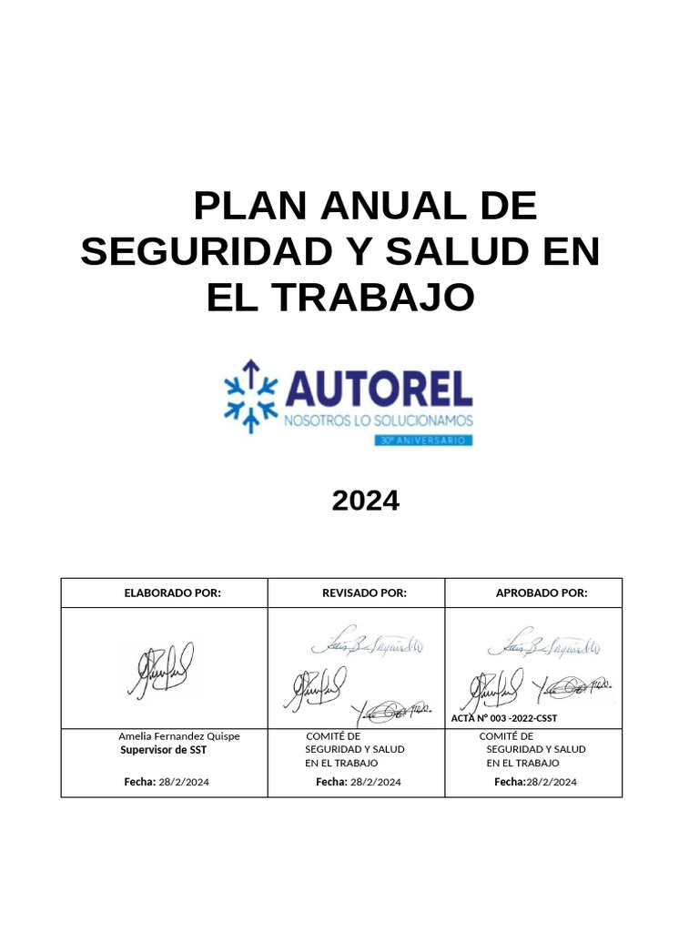 PLAN ANUAL DE SST 2024 v2 | PDF