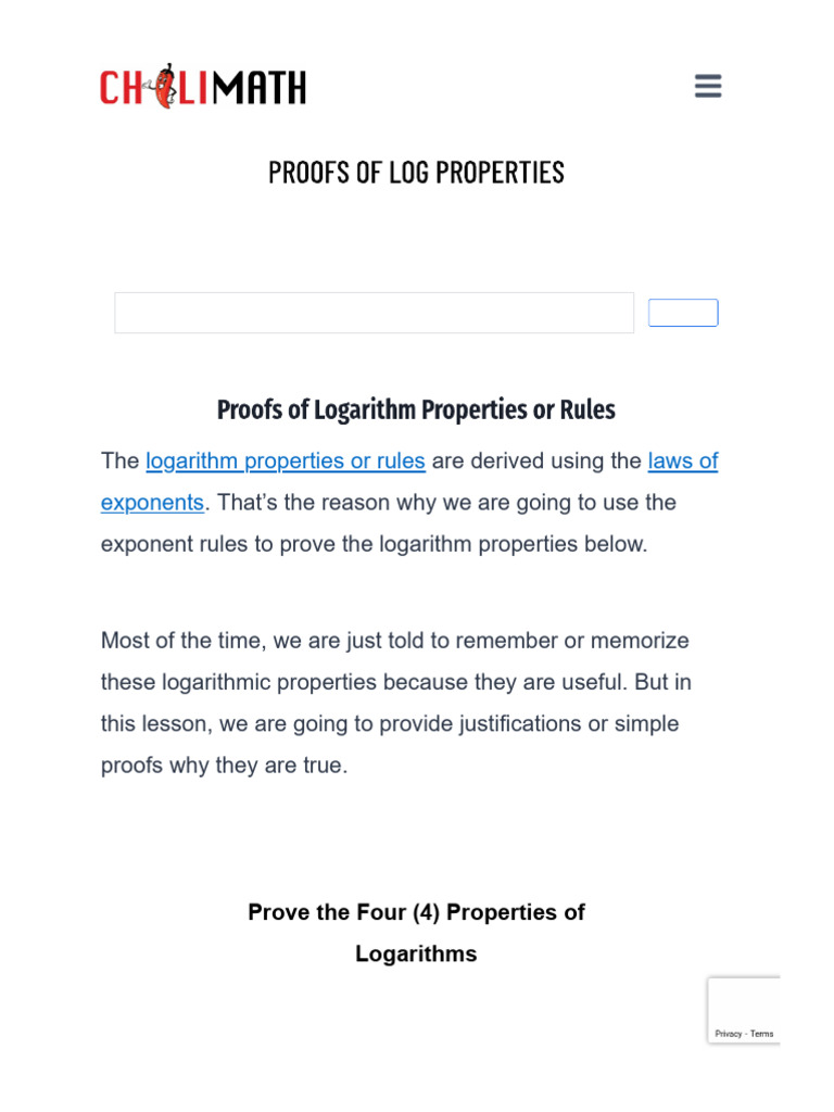 Log Proofs | PDF | Logarithm | Exponentiation