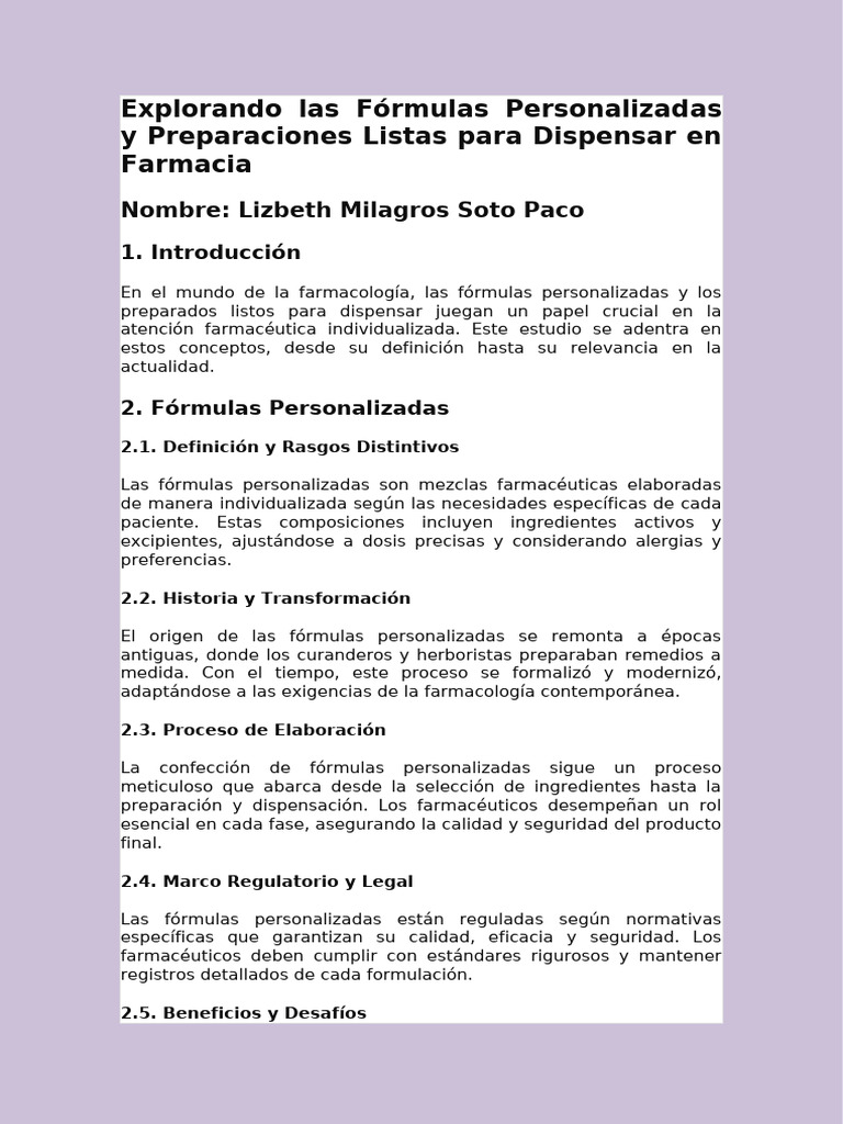 Fórmulas Personalizadas en Farmacia | PDF | Farmacia | Farmacéutico
