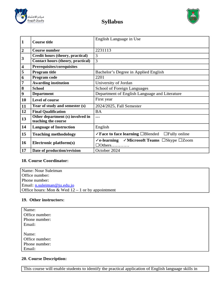 English in Use - Fall 2024 | PDF