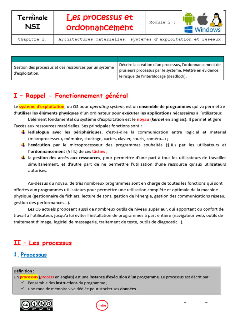 C2 Processus Et Ordonnancement | PDF