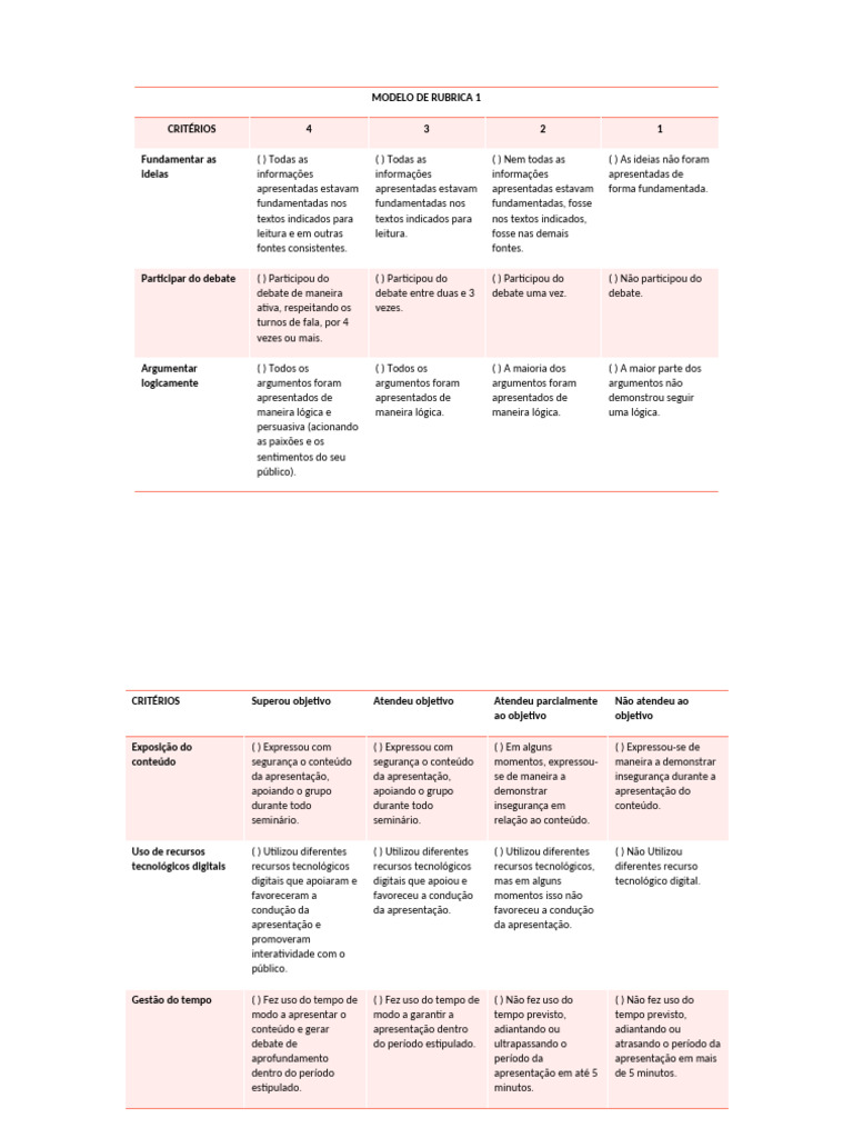 MODELOS DE RUBRICAS | PDF
