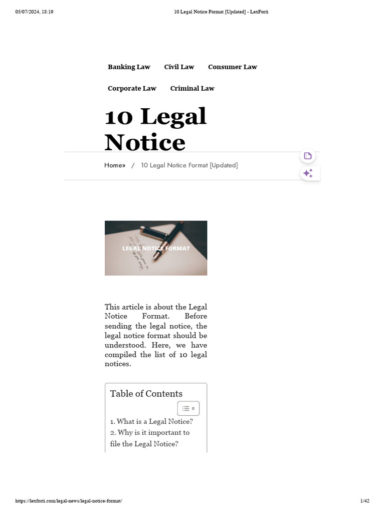 10 Legal Notice: Banking Law Civil Law Consumer Law | PDF