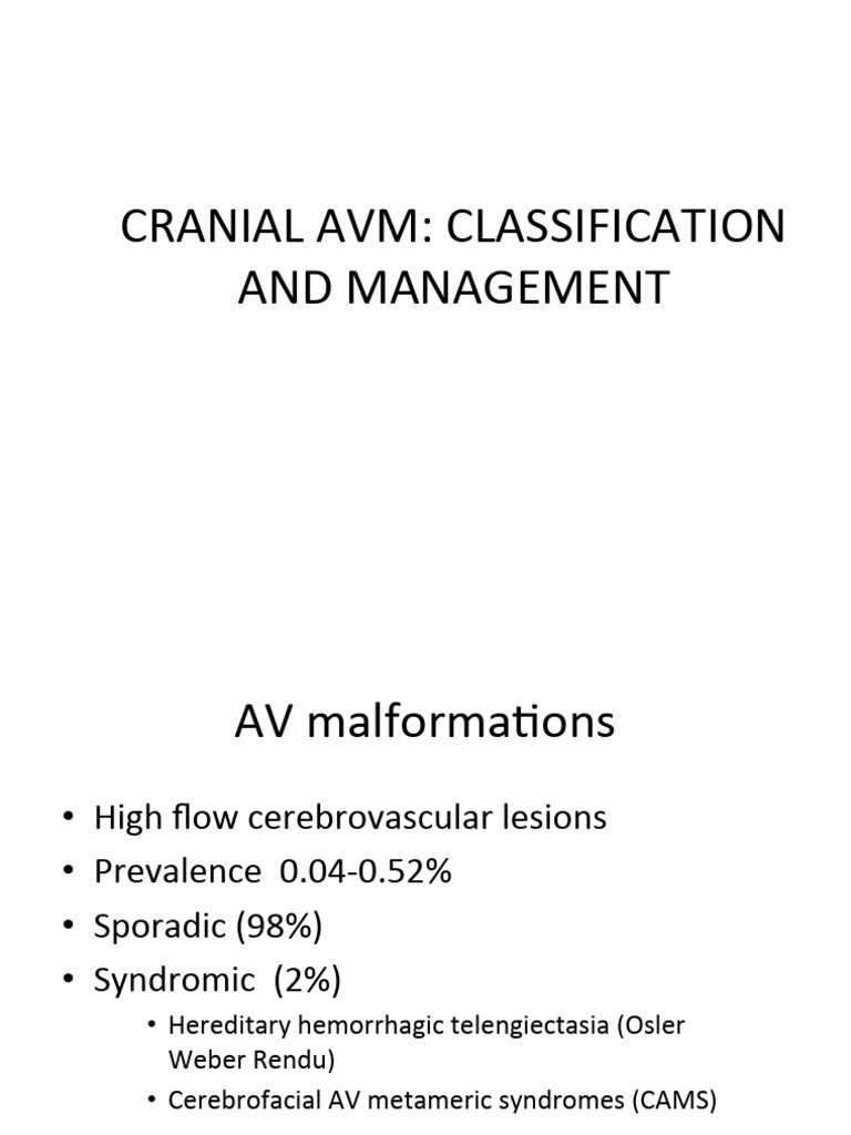 Cranial AVM Diagnosis Classification and Management | PDF