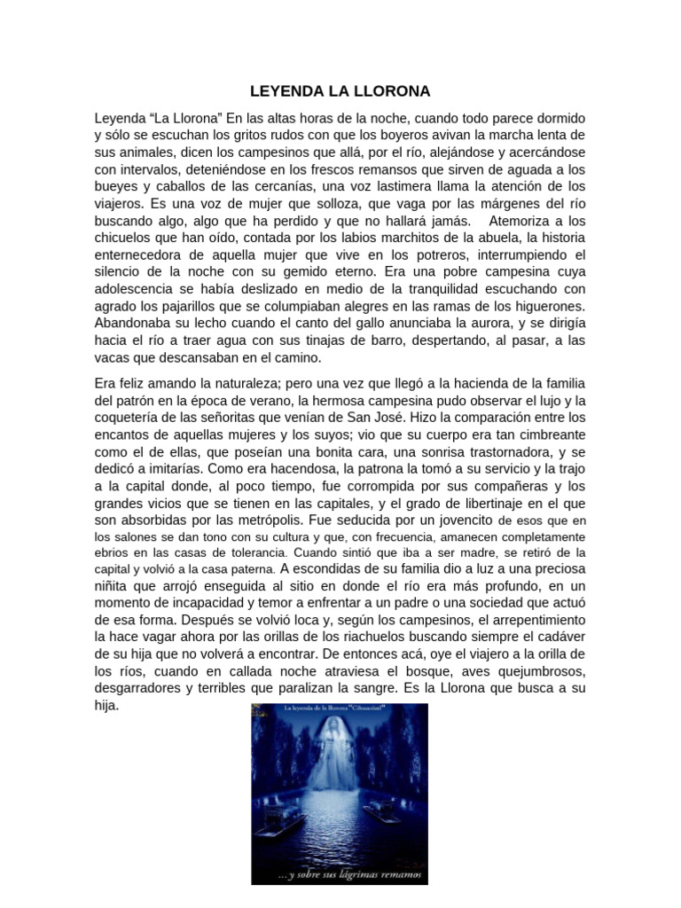 Leyenda La Llorona | PDF | Libros para adolescentes