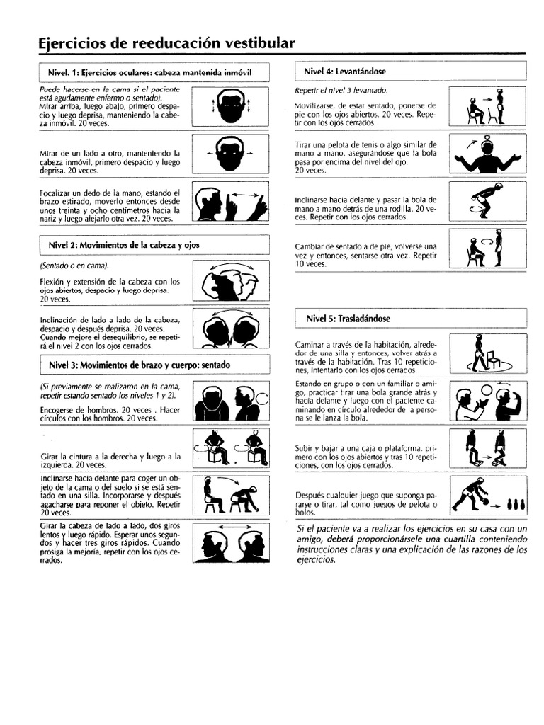 Ejercicios Generales de Reeducación Vestibular | PDF