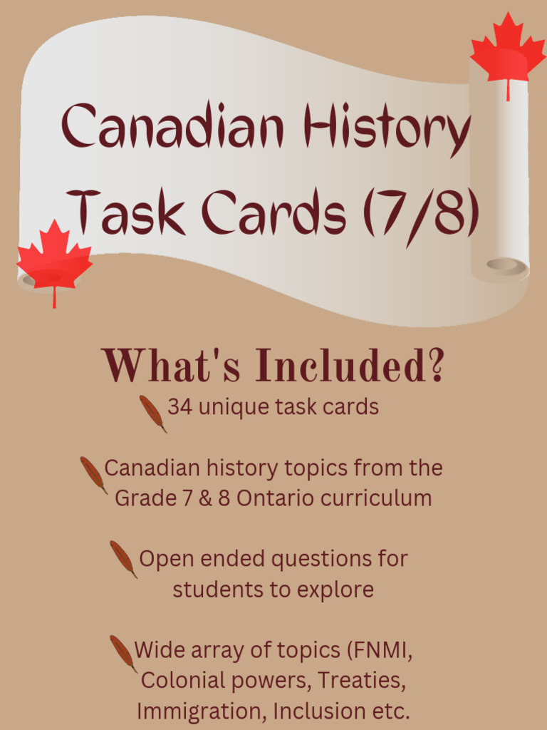 Canadian History Task Cards (7/8) : What's Included? | PDF
