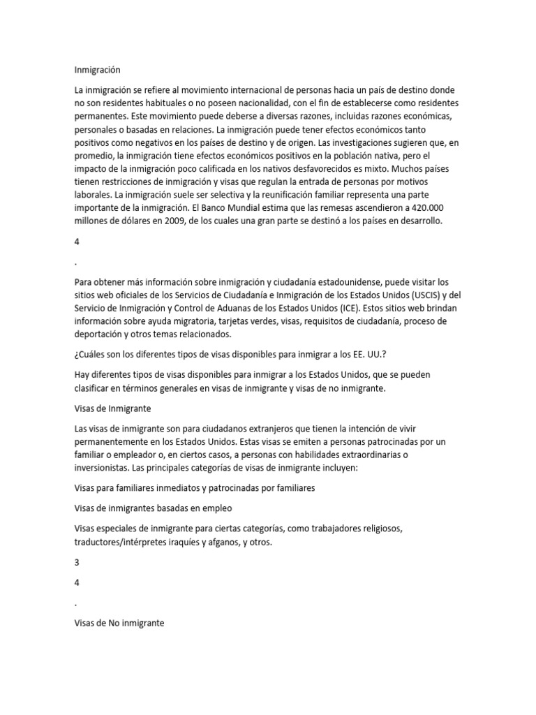 Inmigración | PDF