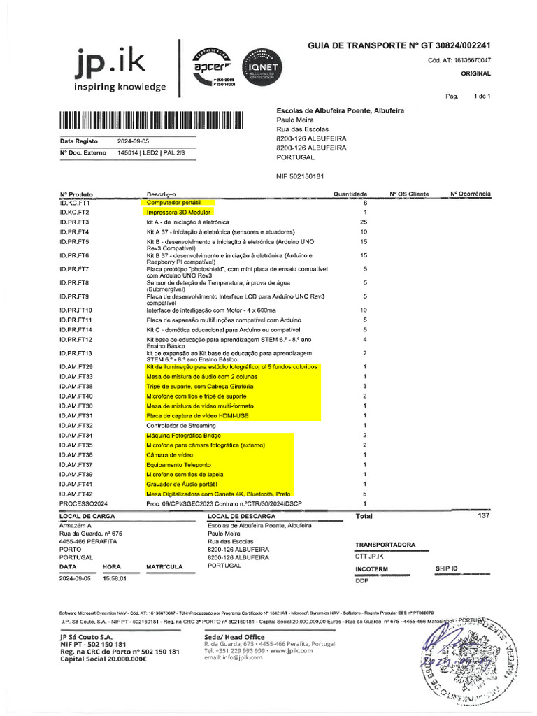 Equipamento Recebido | PDF
