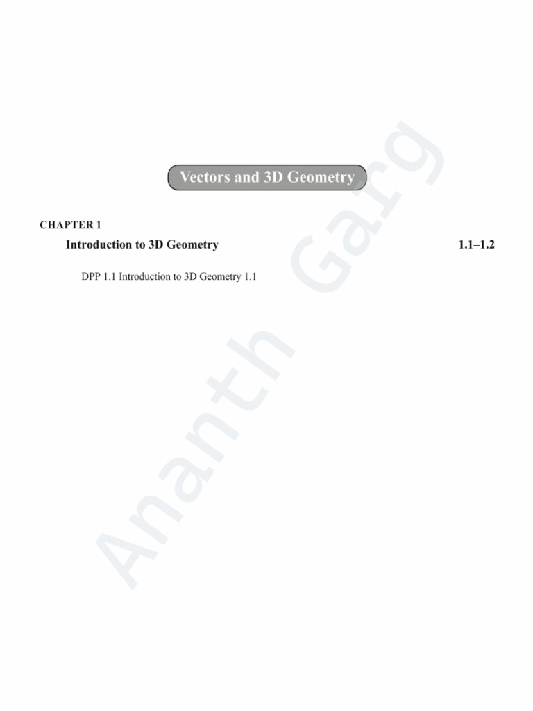 1. Introduction to 3D Geometry DPP | PDF