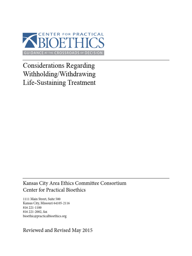 Withholding Withdrawing Life Sustaining Treatment | PDF