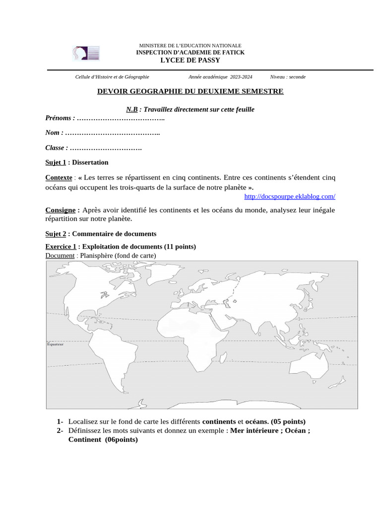 Devoir Remplacement Seconde | PDF