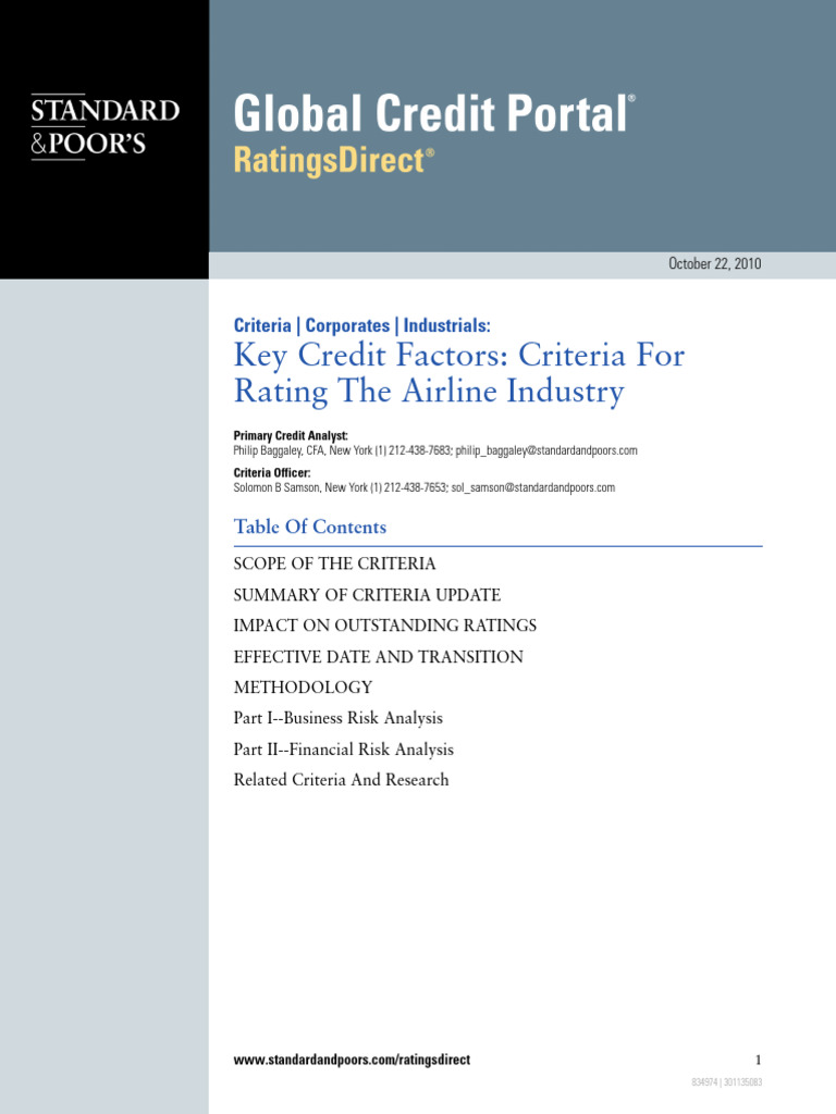 S&P Rating Criteria Airlines | PDF | Airlines | Hedge (Finance)