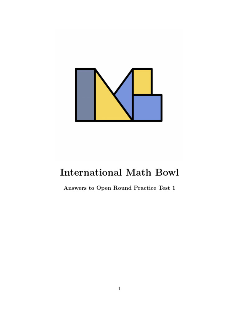 ANSWERS_International_Math_Bowl_Open_Round_Practice_Test_1 | PDF