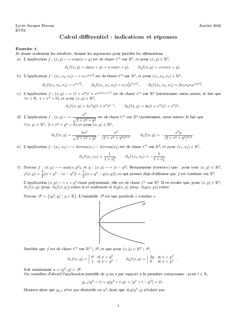 09 Calcul Differentiel Correction | PDF