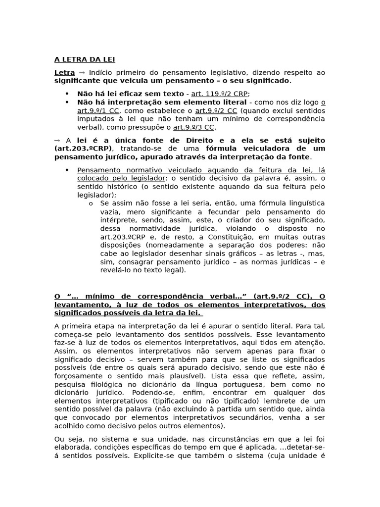 O Regime Jurídico Da Interpretação Da Lei | PDF