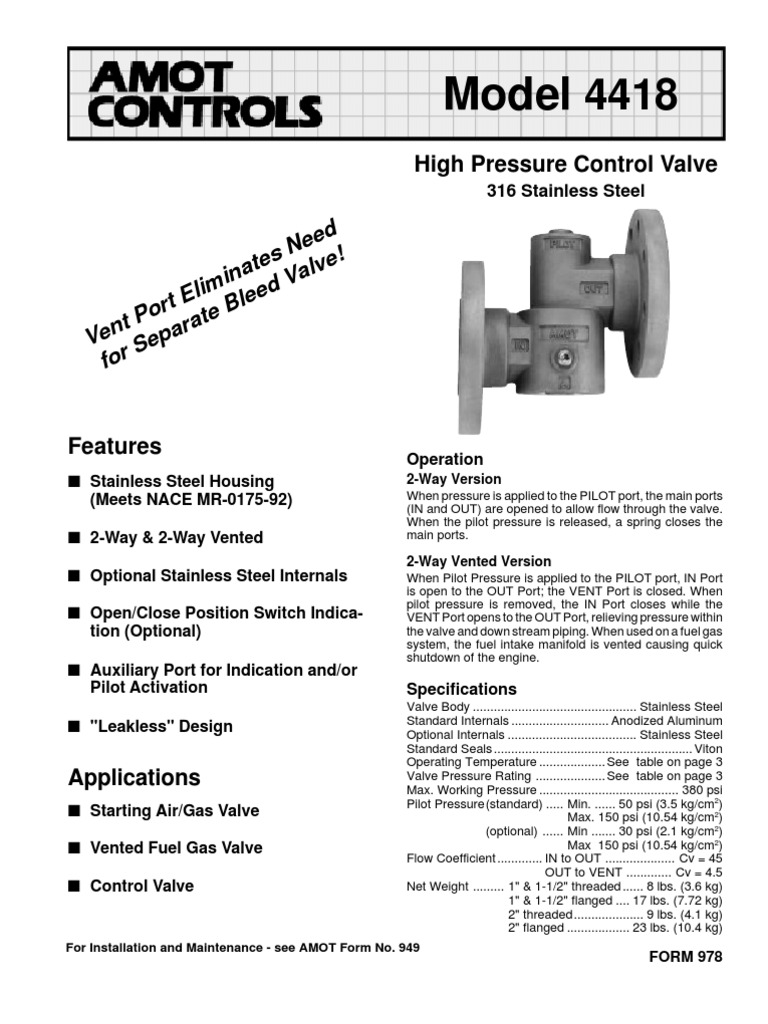 4418 Amot Valves | Valve | Gas Technologies