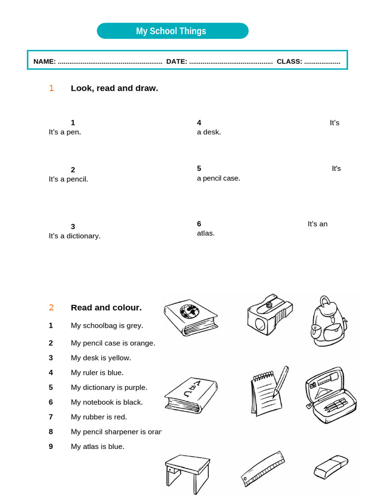 School objectsMixedAbility - Worksheet1 | PDF