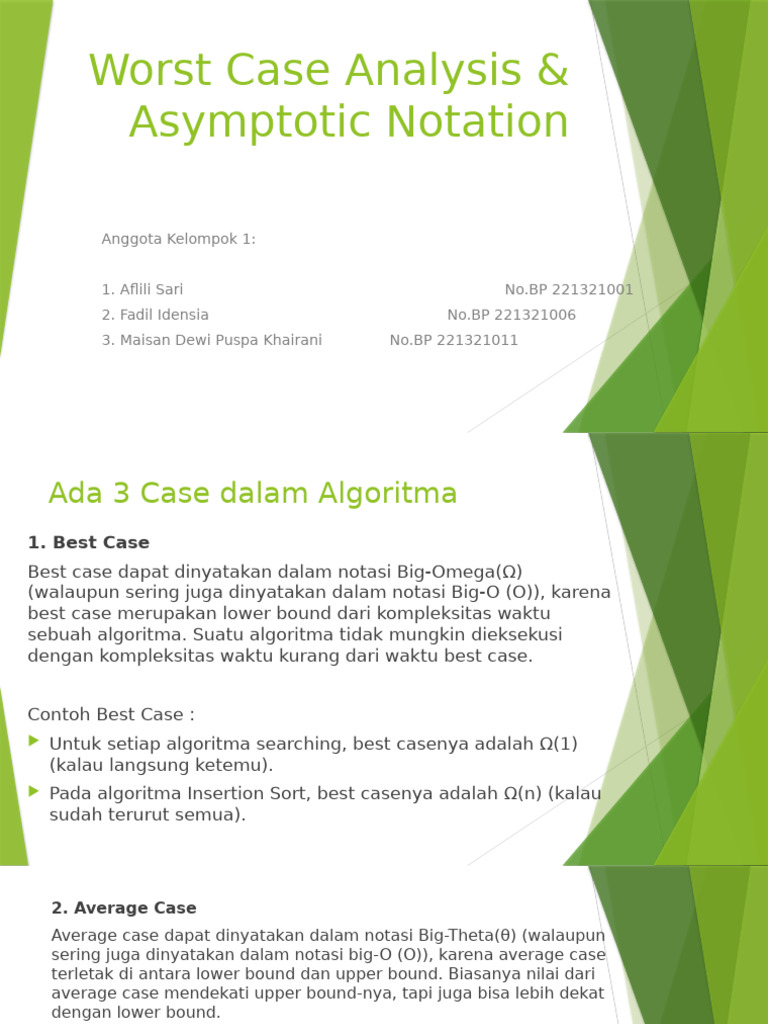 Worst Case Analysis & Asymtotic Notation Kelompok 1 | PDF
