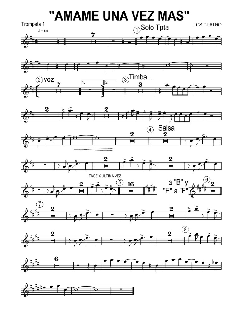Salsa-Los Cuatro-Amame - Una - Vez - Mas | PDF Salsa-Los Cuatro-Amame - Una - Vez - Mas | PDF
