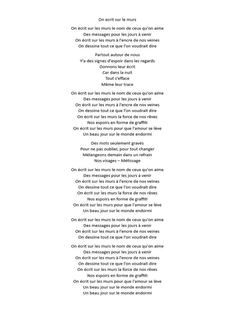 On Ecrit Sur Le Murs | PDF