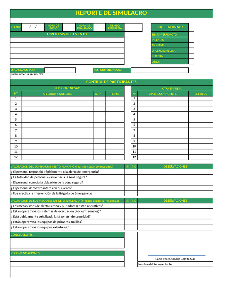 Registro de Simulacro | PDF