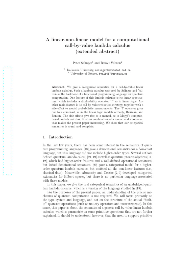 A Linear-Non-Linear Model For A Computational Call-By-Value Lambda Calculus (Extended Abstract ...