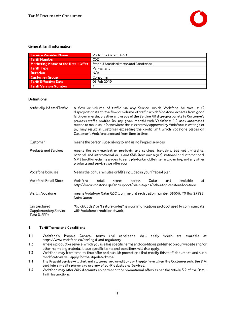 Tariff Notification For Prepaid v1 | PDF