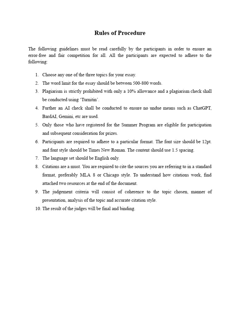 Guidelines For Essay Writing | PDF