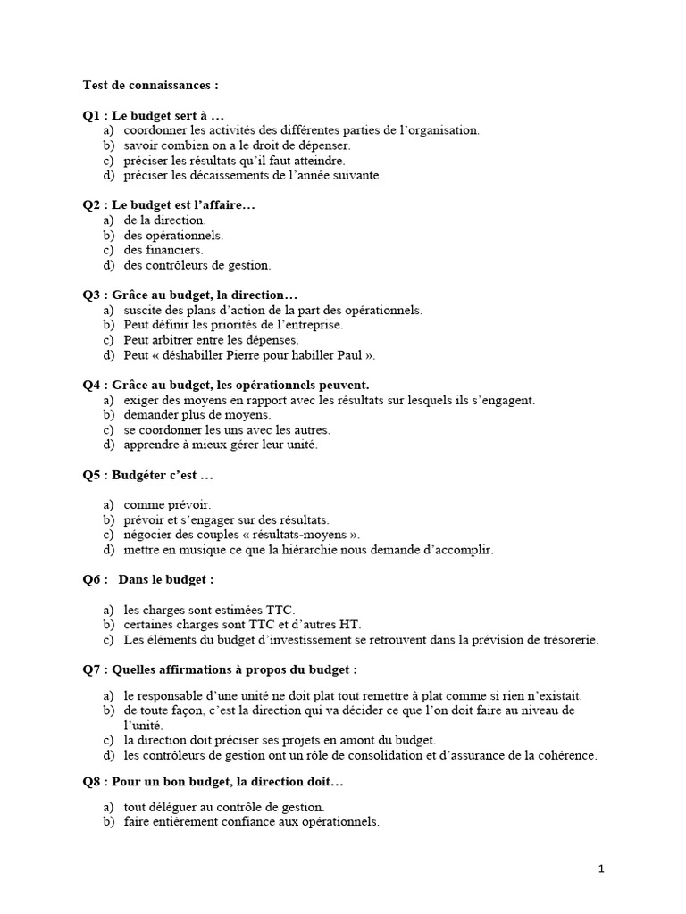 Test de Connaissances 1 | PDF