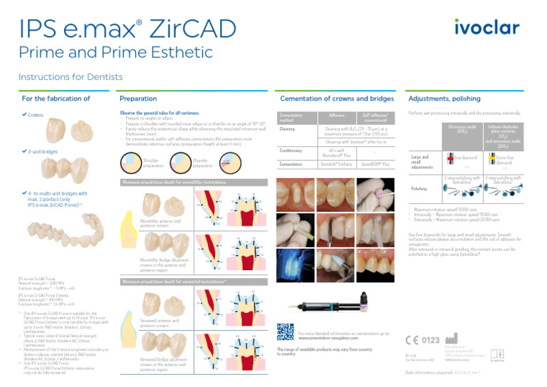 IPS E.max ZirCAD Prime Dentist Speedcem en | PDF