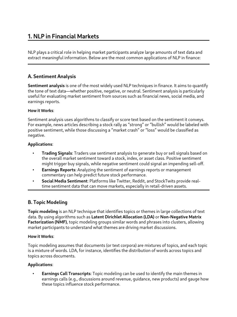 NLP in Financial Markets | PDF