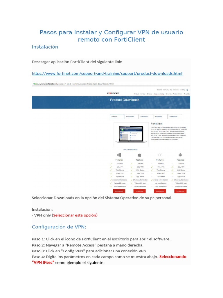 Para Instalar y Crear FortiClient VPN | PDF