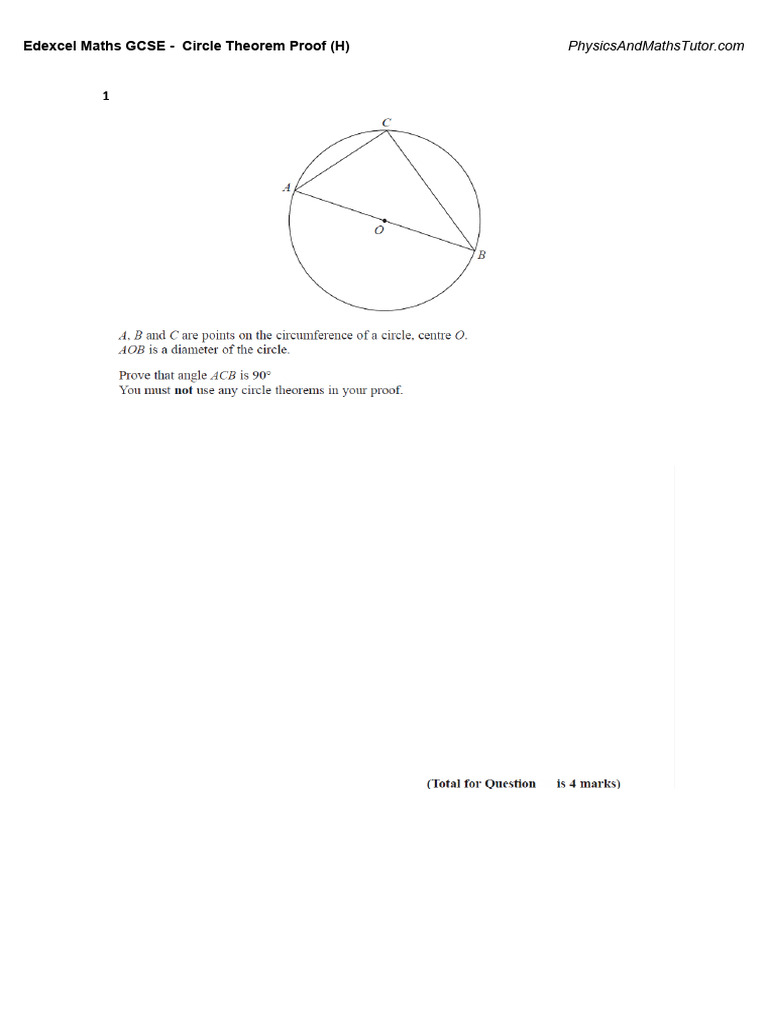 Circle Theorem Proof (H) QP | PDF